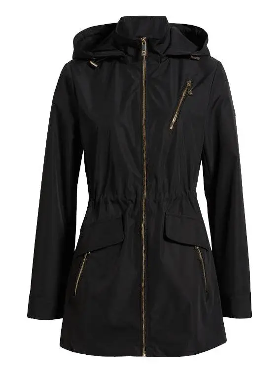 Michael Kors Zip-front Jacket With Removable Hood - Black