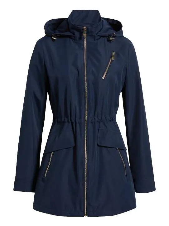 Michael Kors Zip-front Jacket With Removable Hood - Midnight