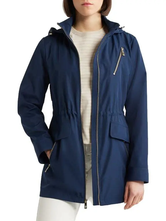 Michael Kors Zip-front Jacket With Removable Hood - Midnight