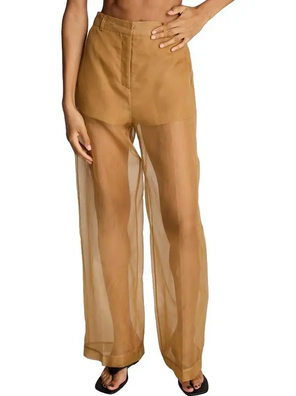 KENNETH COLE High-waisted Wide Leg Pants - Mesquite
