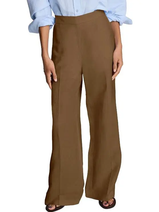 KENNETH COLE Pull-on Linen Blend Straight Leg Pants - Mesquite