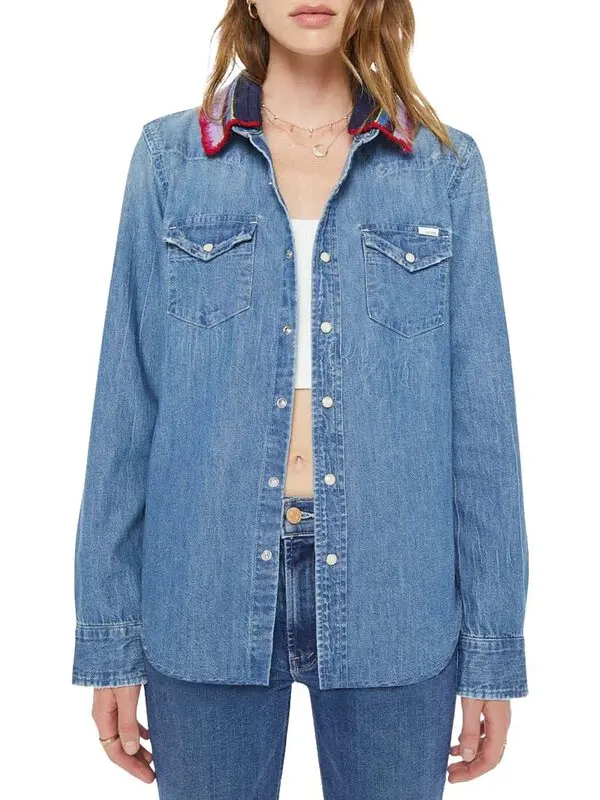 MOTHER The Collar Club Denim Shirt Jacket - Brownie Points