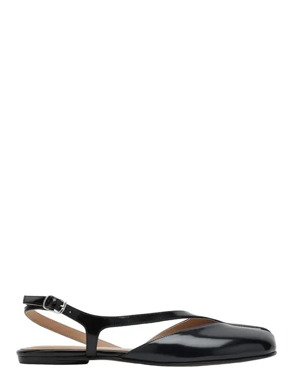MAISON MARGIELA Brushed Leather Tabi Slingback Sandals - Black