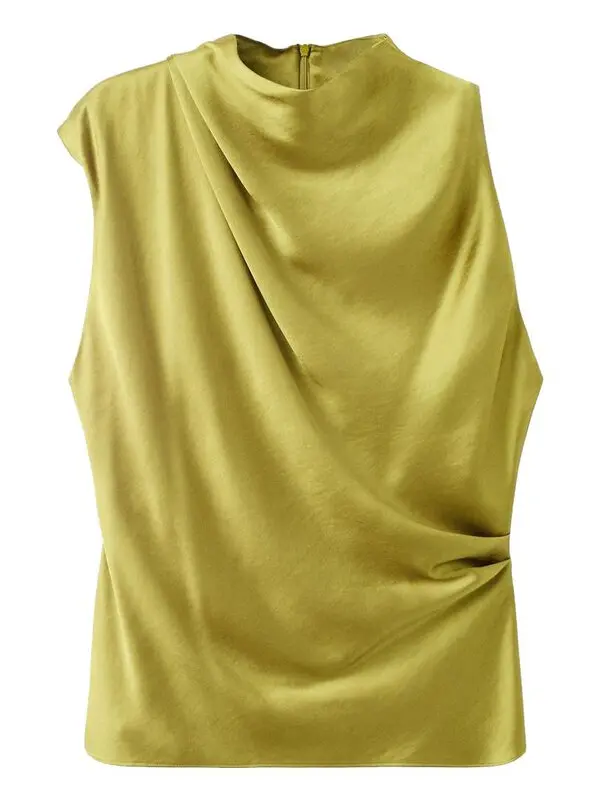 Mango Hammered Satin Top - Yellow