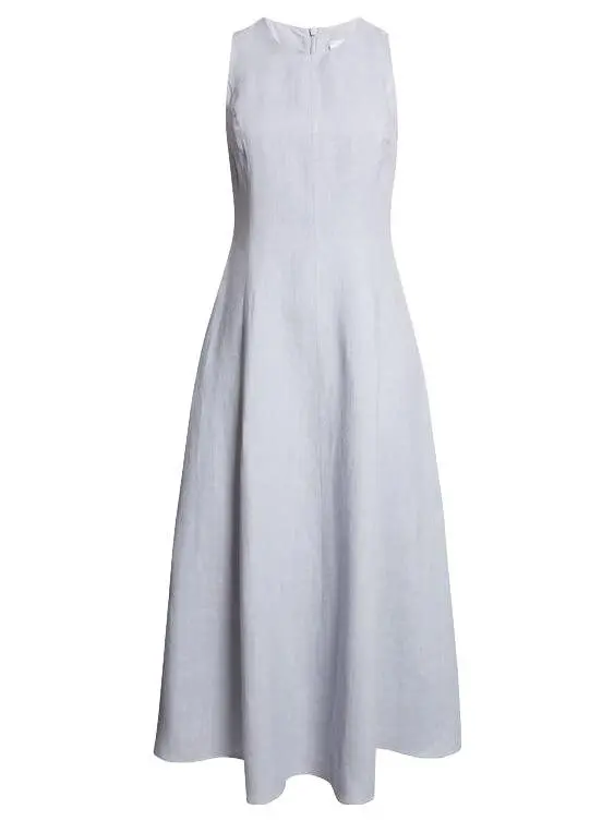 Eleventy Sleeveless Linen Midi Dress - Sky Blue
