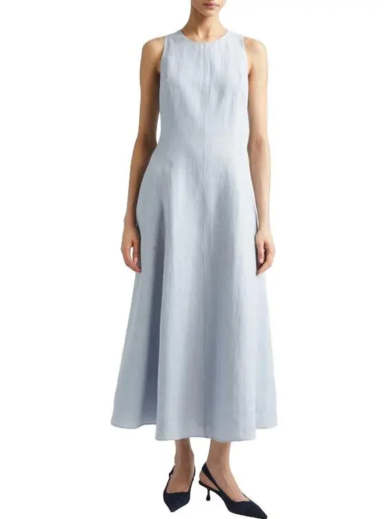 Eleventy Sleeveless Linen Midi Dress - Sky Blue