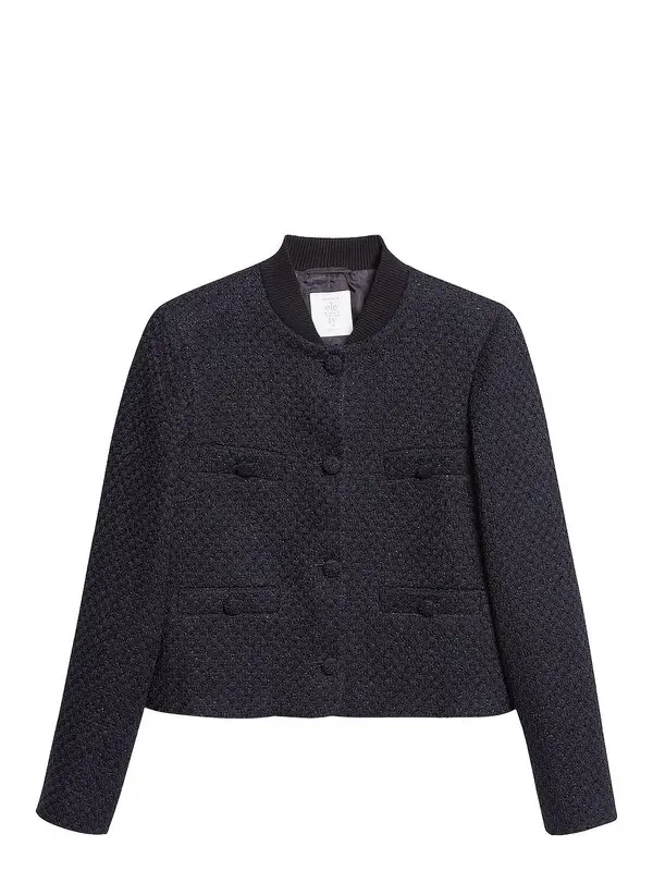 Eleventy Bouclé Knit Bomber Jacket - 11 Blue