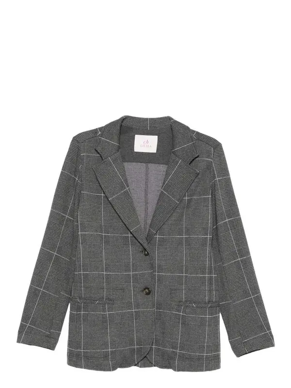 DEHA Check-pattern Single-button Blazer - Grey