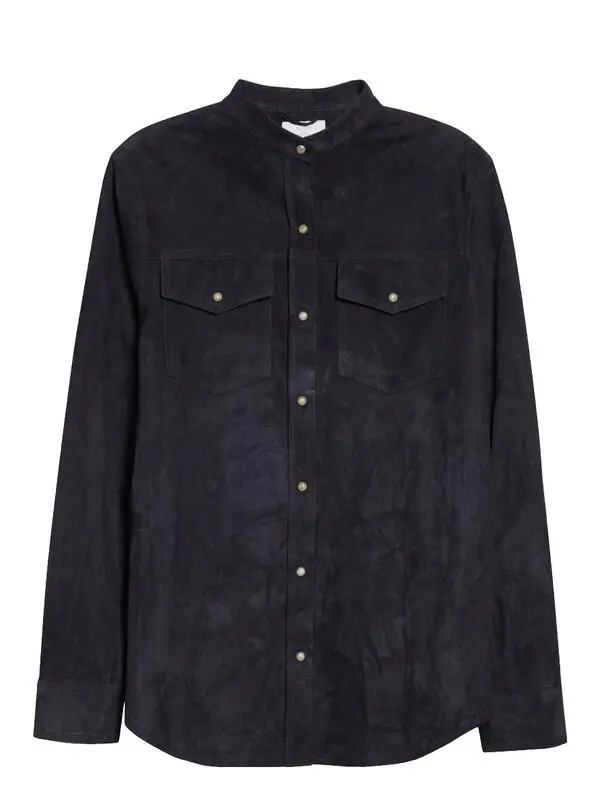 Eleventy Lambskin Suede Overshirt - 11 Blue