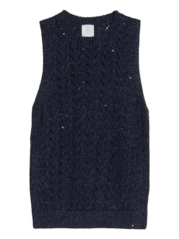 Eleventy Sequin Crewneck Sweater Vest - 11n New Blue