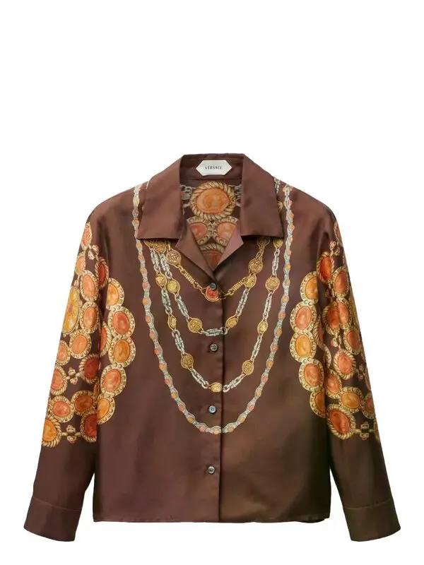 Versace Chain Print Buttoned Shirt - Brown