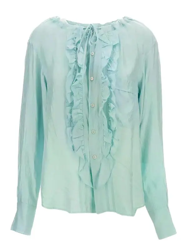 Plan C Ruffled-detail Blouse - Blue