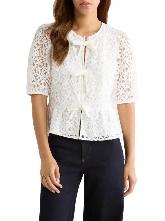 CECE DUPRAZ Lace Peplum Top - New Ivory