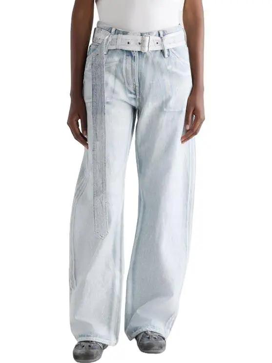Acne Studios Belted Wide-leg Jeans - Blue/white