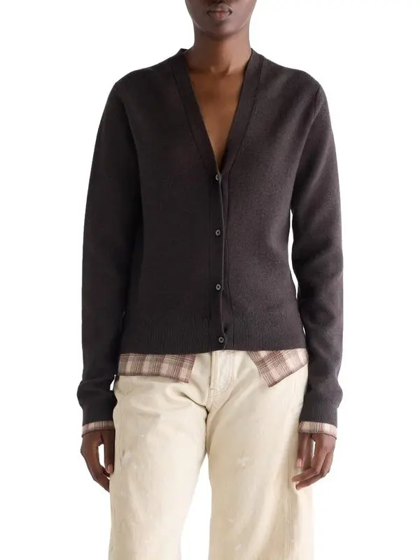 Acne Studios Prelayered Wool Cardigan - Dark Brown