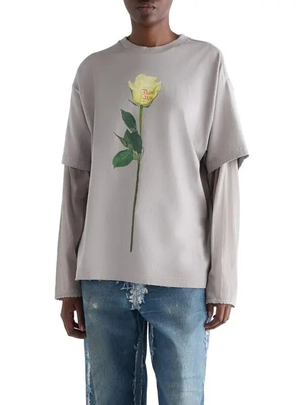Acne Studios Layered Graphic Long-sleeve T-shirt - Light Grey