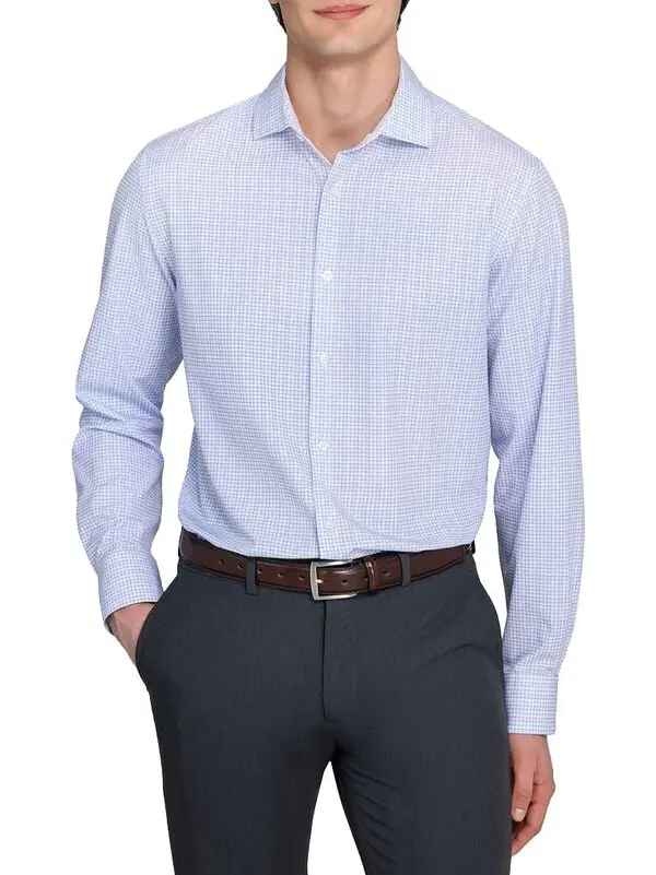 W.R.K Slim Fit Plaid Performance Dress Shirt - White/purple