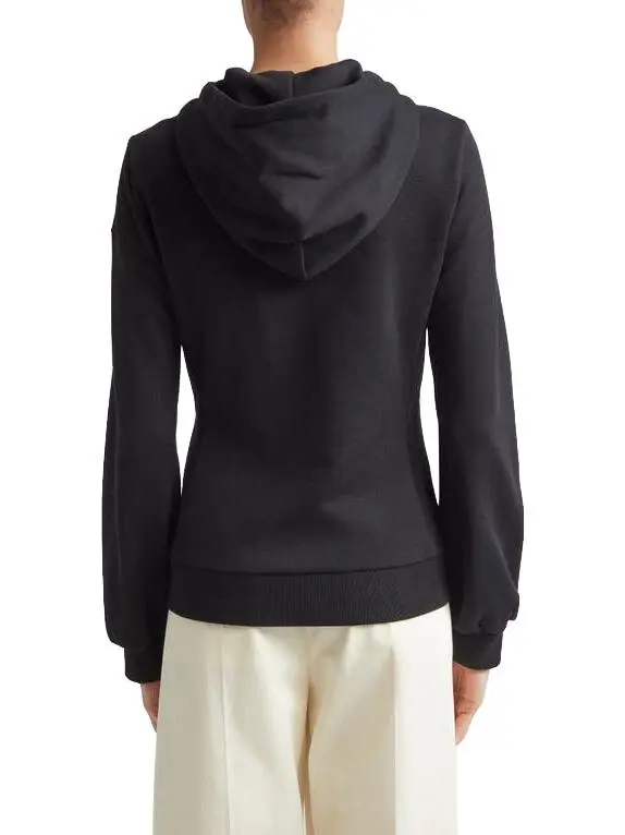 Moncler Mixed Media Hooded Zip Down Cardigan - Black