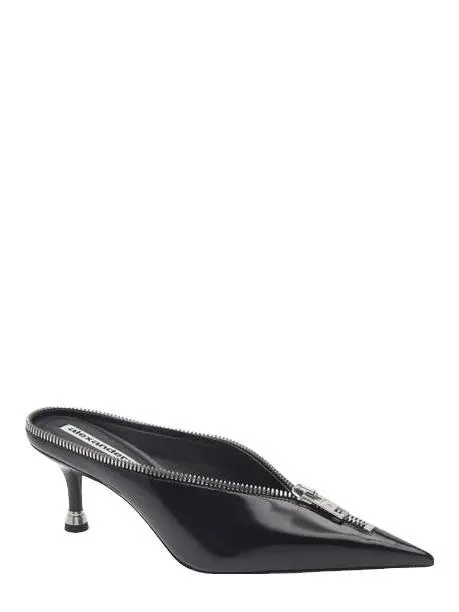 Alexander Wang Akila Zip Pointed Toe Mule Pump - Black