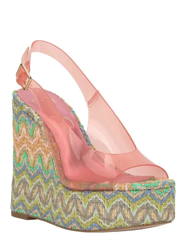 Jessica Simpson Kaliese Slingback Platform Wedge Sandal - Cameo Pink
