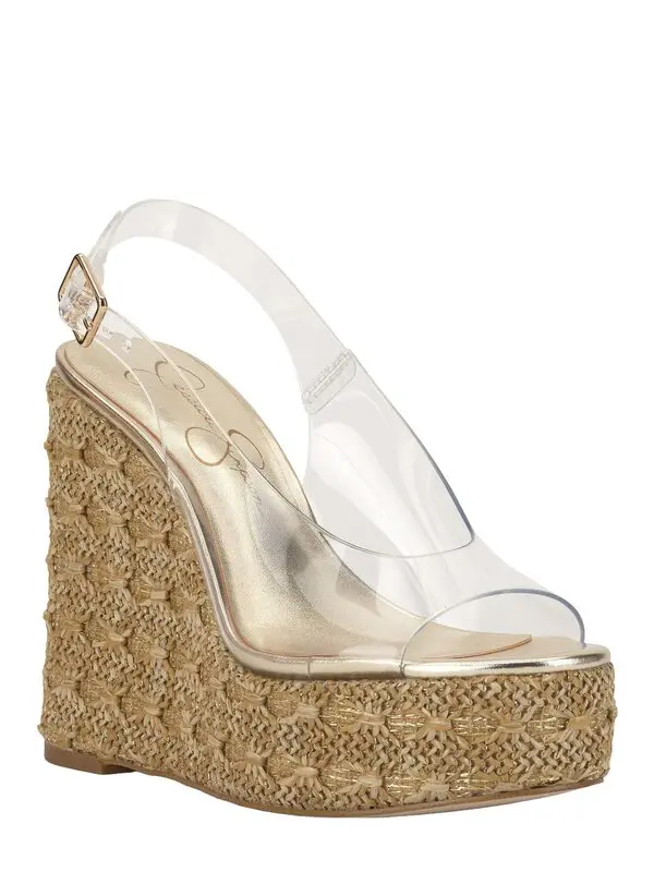 Jessica Simpson Kaliese Slingback Platform Wedge Sandal - Clear