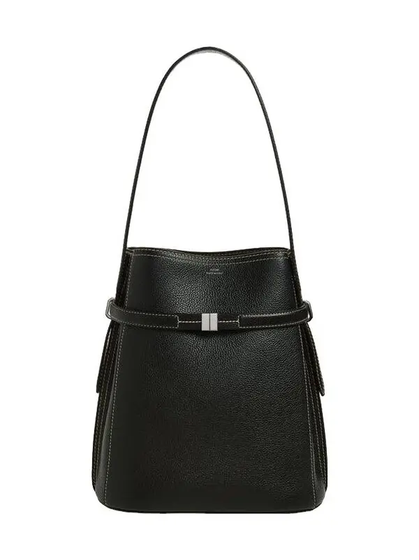 TOTEME Grained Leather Bucket Bag - Black