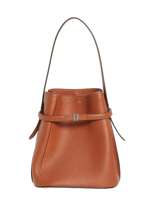 TOTEME Grained Leather Bucket Bag - Sienna