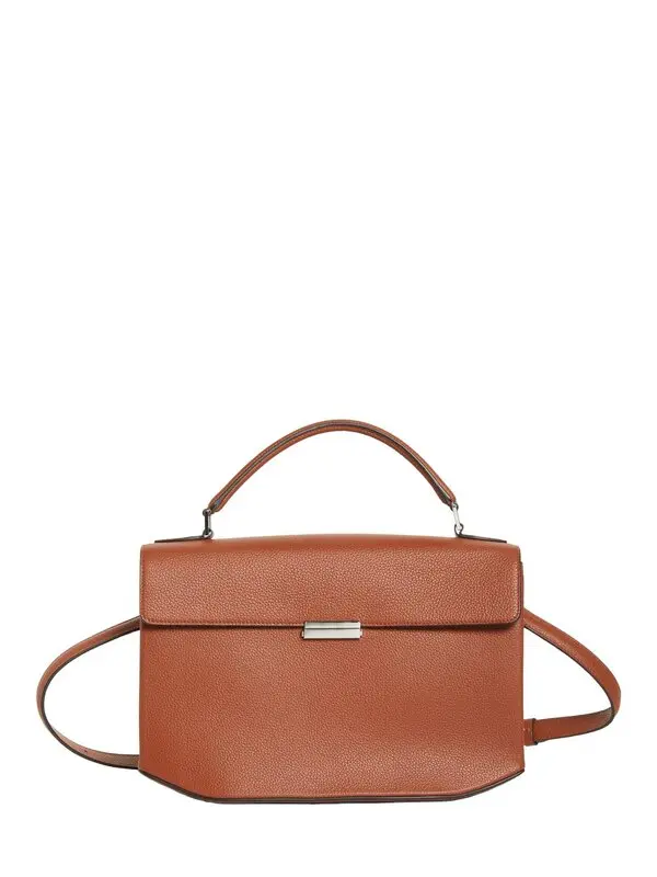 TOTEME T-lock Grained Leather Top Handle Bag - Sienna