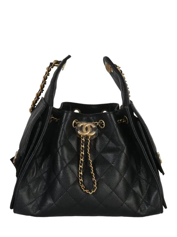 Chanel Quilted Caviar 25 Hobo - Black
