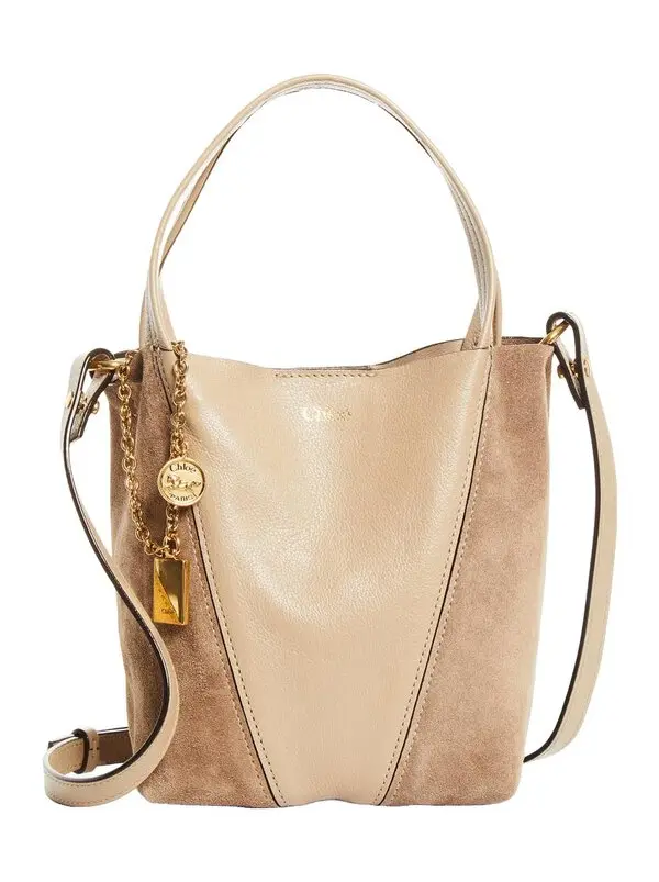 Chloé Small Leather & Suede Spin Tote - Boyish Brown