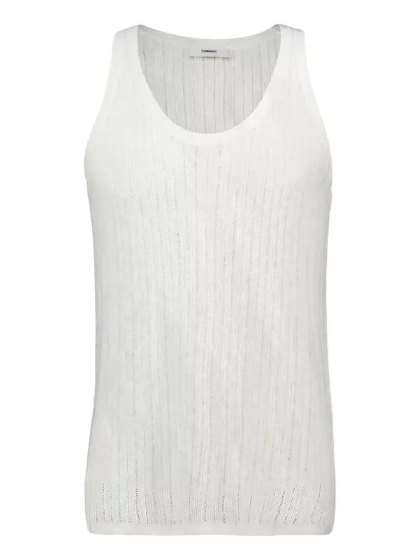 Commas Pointelle-knit Tank Top - White
