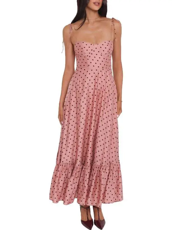 PETAL & PUP Ayana Polka Dot Midi Dress - Pink Polka Dot