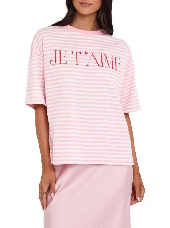 PETAL & PUP Marly Oversized Striped T-shirt - Pink Stripe