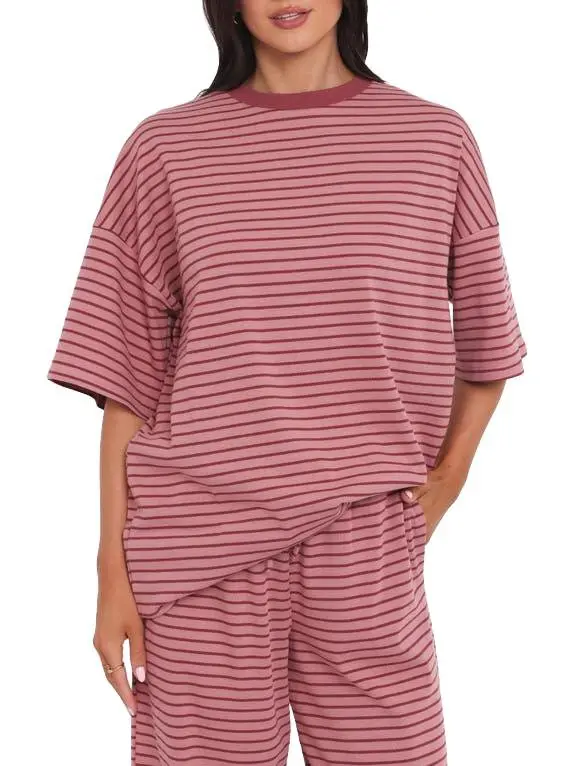 PETAL & PUP Oversized Stripe T-shirt - Pink Red Stripe