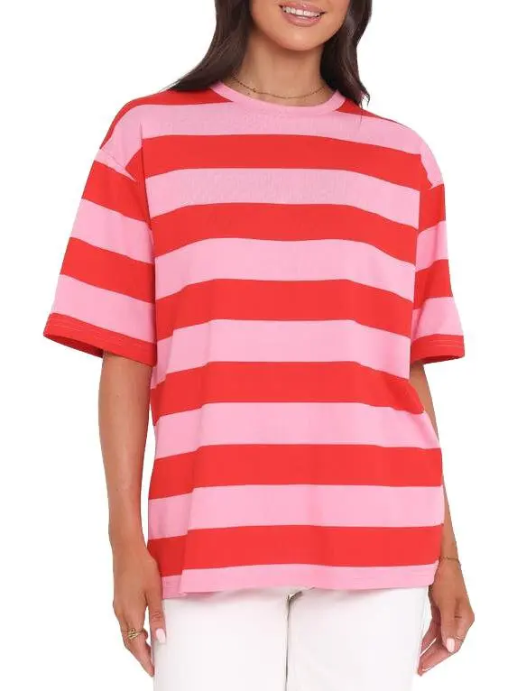 PETAL & PUP Zestora Stripe T-shirt - Red Pink Stripe
