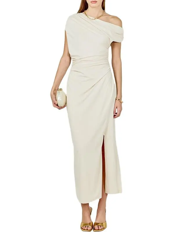 Endless Rose One-shoulder Midi Dress - Cream