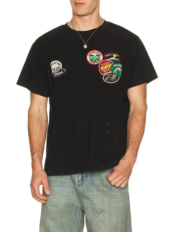 FOUND Whisper Patch Tee In Brown In Black - Vintage Black