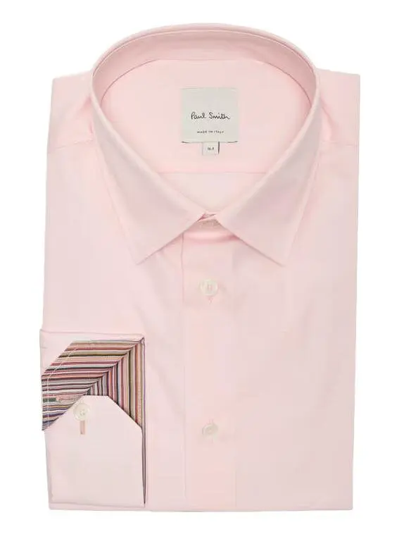 Paul Smith Tailored Fit Solid Cotton Dress Shirt - Powder Pink