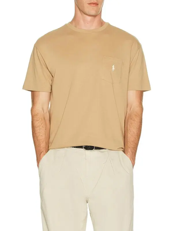 Polo Ralph Lauren Short Sleeve Crewneck Pocket Tee In Tan - Cafe Tan