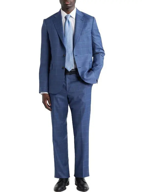 Paul Smith Camberwell Tailored Fit Windowpane Check Wool Suit - Blue