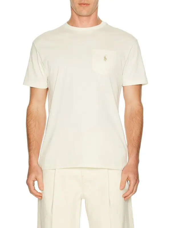 Polo Ralph Lauren Short Sleeve Slub Jersey Henley Tee In Navy - Parchment Cream