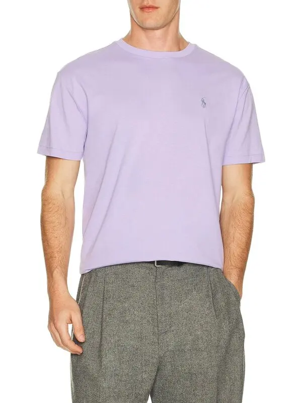 Polo Ralph Lauren Short Sleeve Slub Jersey Henley Tee In Navy - Sky Lavender