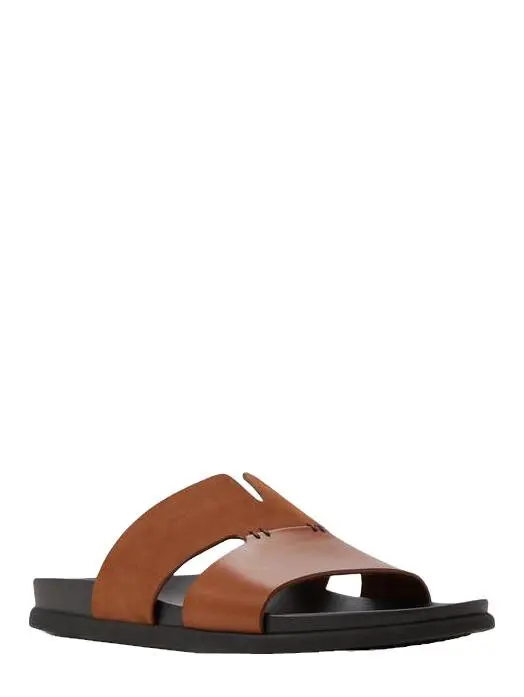 Aldo Leather Slide Sandal - Cognac
