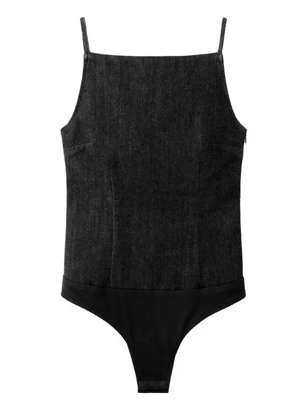 Mango June Denim Bodysuit - Black