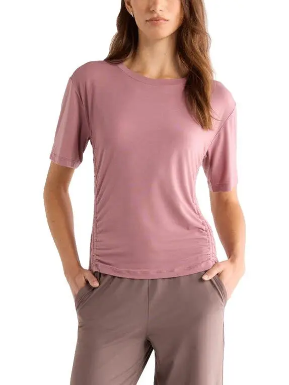 Zella Breathe Ruched Performance T-shirt - Purple Wistful