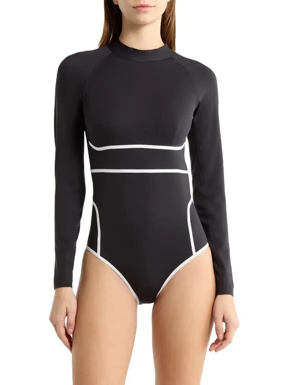 Rip Curl Mirage Fusion Long Sleeve Upf 50+ One-piece Rashguard Swimsuit - Black