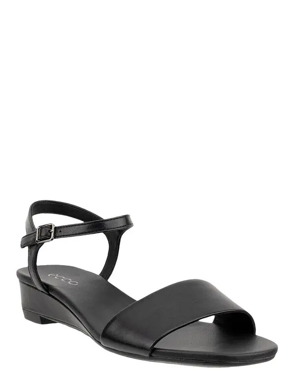 Ecco Astrid Ankle Strap Wedge Sandal - Black