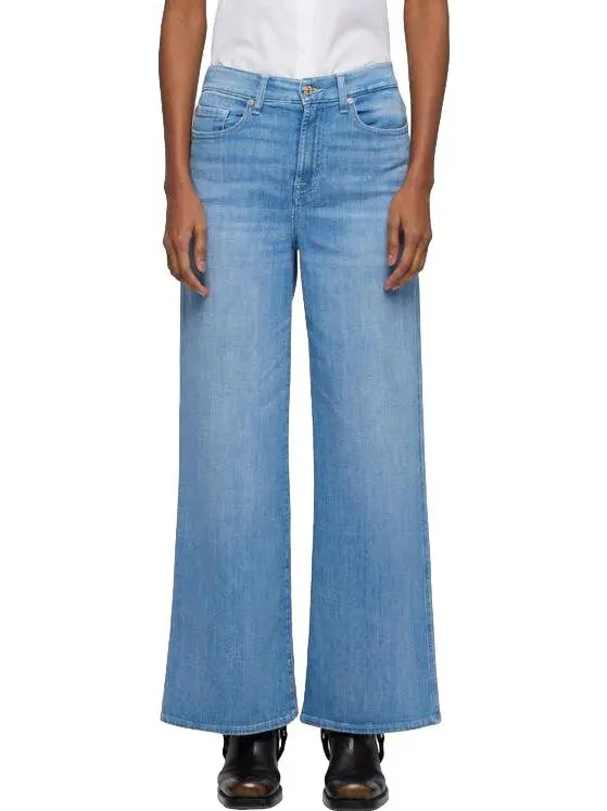 7 For All Mankind Lotta High-waist Wide Leg Ankle Jeans - Glisten