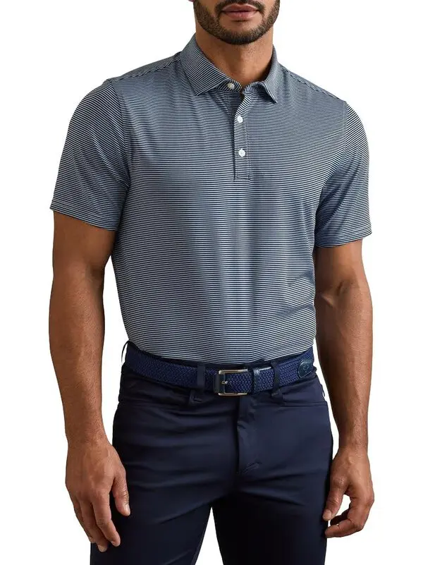 RHONE Drive Time Performance Polo - True Navy/arctic Blue Stripe
