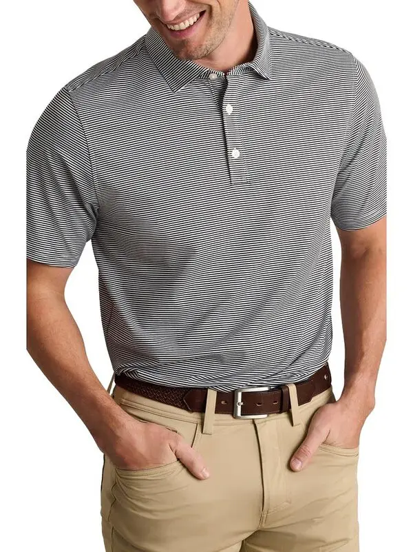 RHONE Drive Time Performance Polo - True Navy/white Stripe